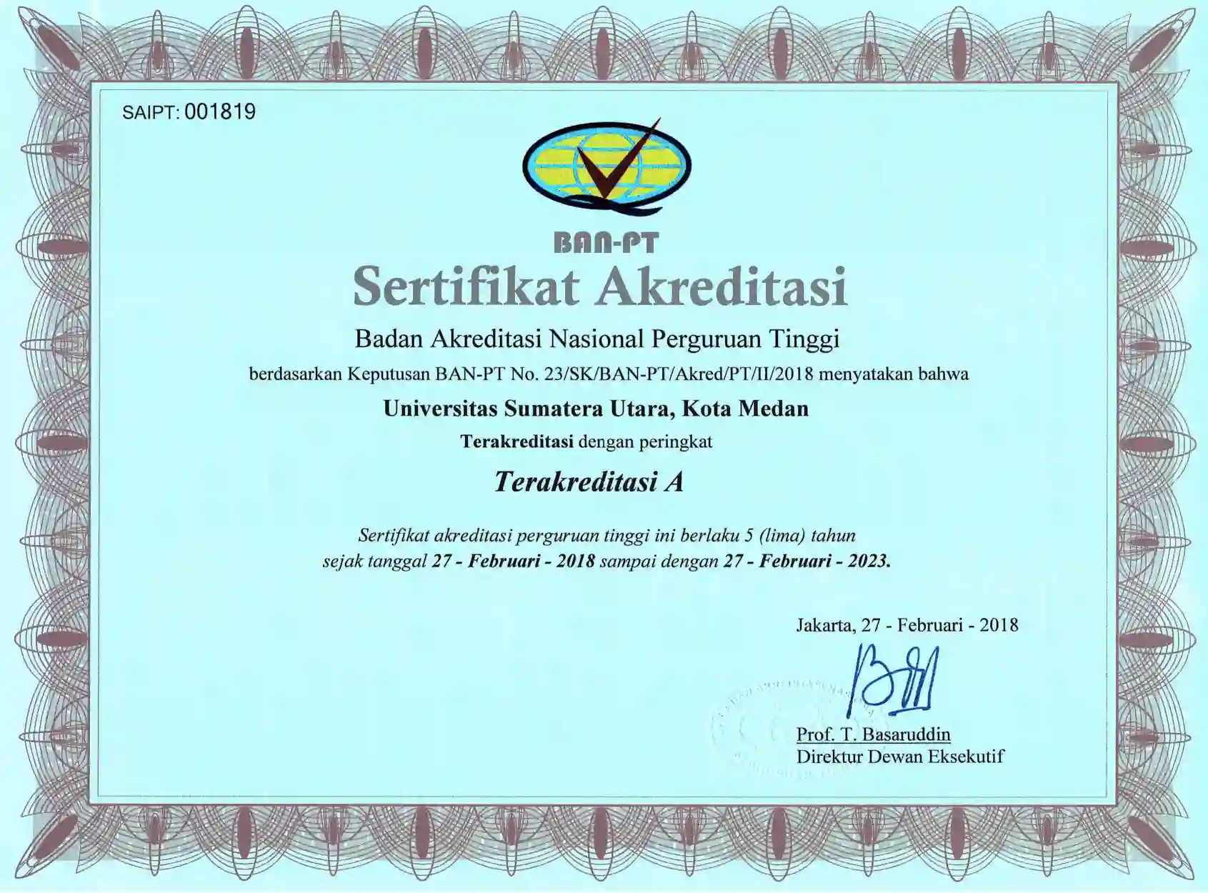 Akreditasi & Prestasi | Universitas Sumatera utara